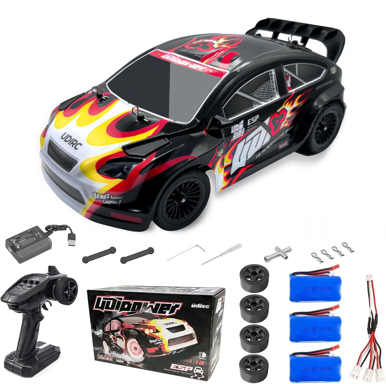 Amazon.com: LEOSO UD1604 1/16 RC Car 380 Brush RC Drift Car with Gyro ...