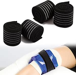 Amazon.com: 4-Pack Black Elastic Ice Pack Straps with Hook & Loop, 35.5 ...