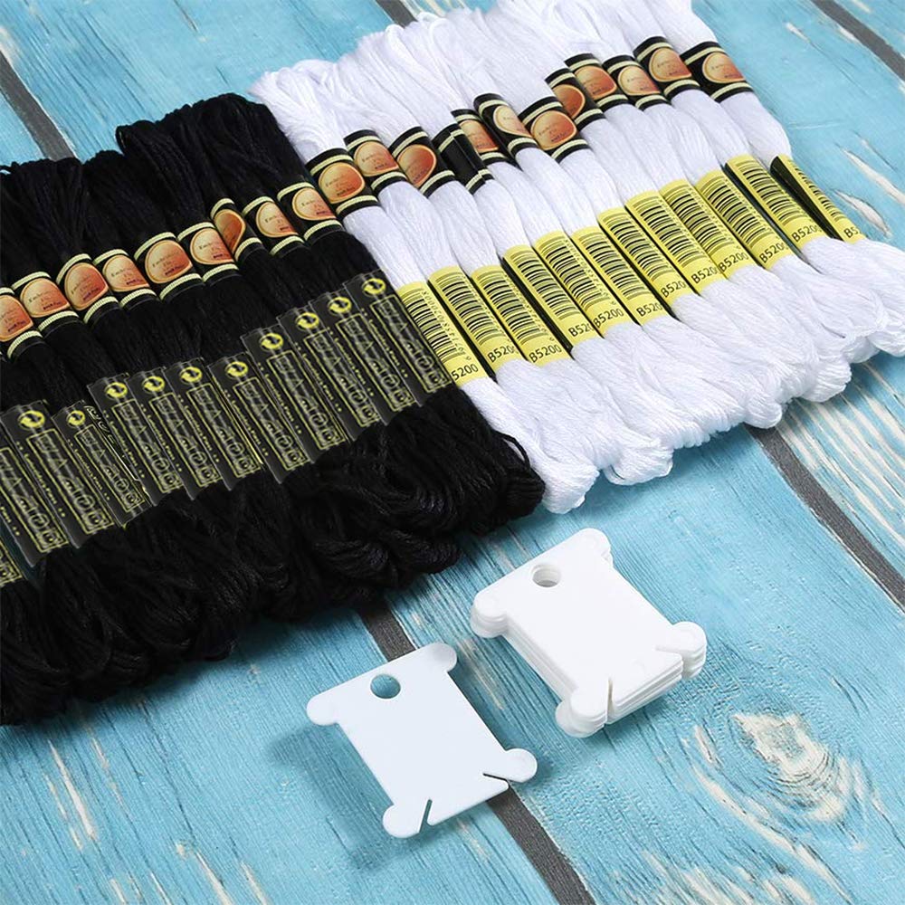 Friendship Bracelet String Embroidery Floss 13 Skeins White & Black ...
