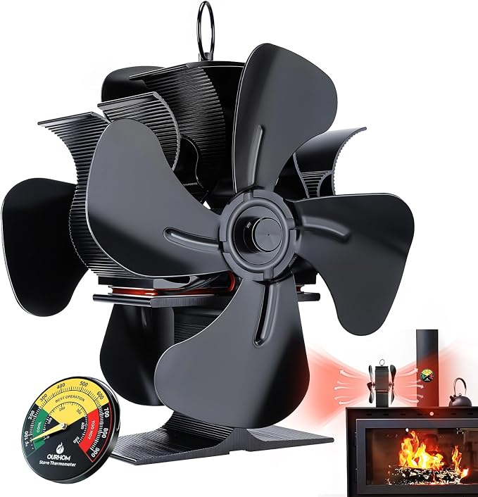Amazon.com: Ourhom Wood Stove Fan, Double-sided Fireplace Fan Heat ...