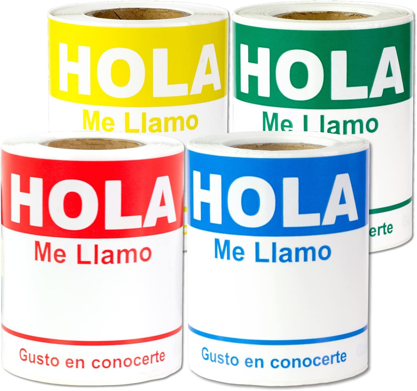 Amazon.com : Spanish Name Tags (4 x 2.3 inch, Red, Blue, Green, Yellow ...