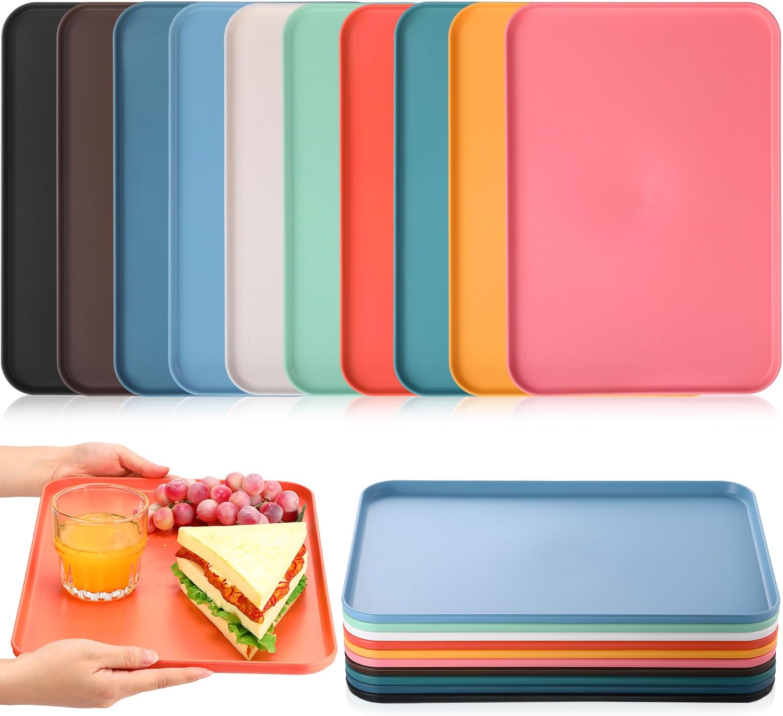 Amazon.com: Skylety 18 Pack Plastic Fast Food Trays Bulk Colorful ...