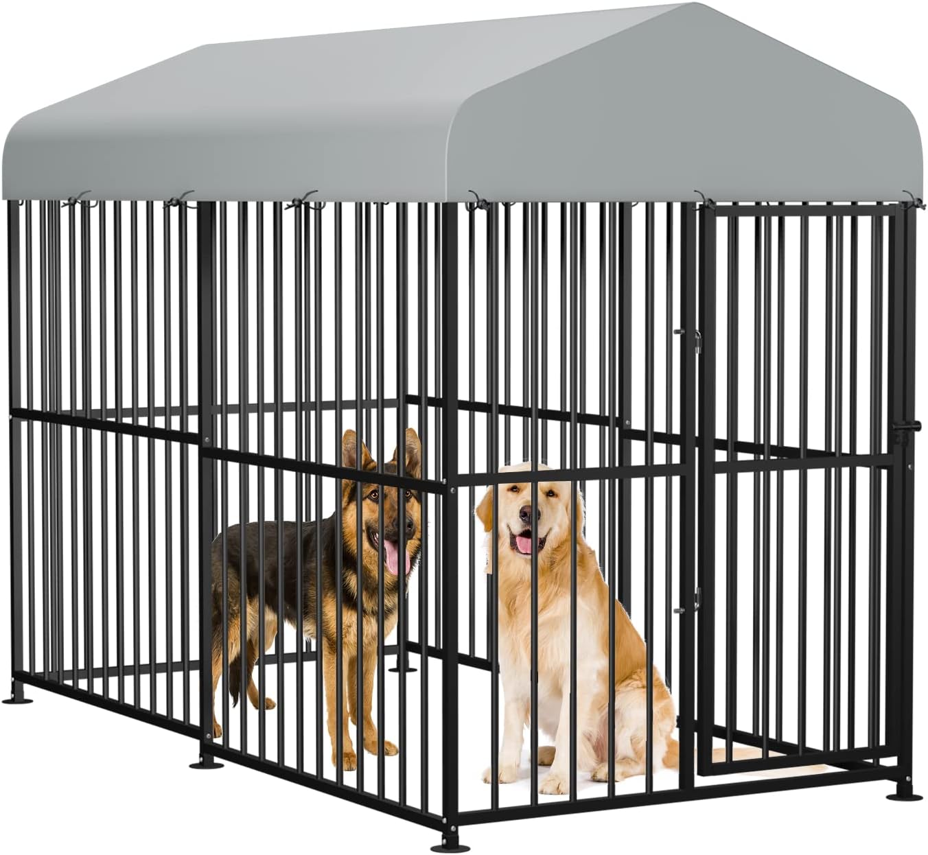 Amazon.com : MEETWARM Large Outdoor Dog Kennel, Metal Heavy Duty ...