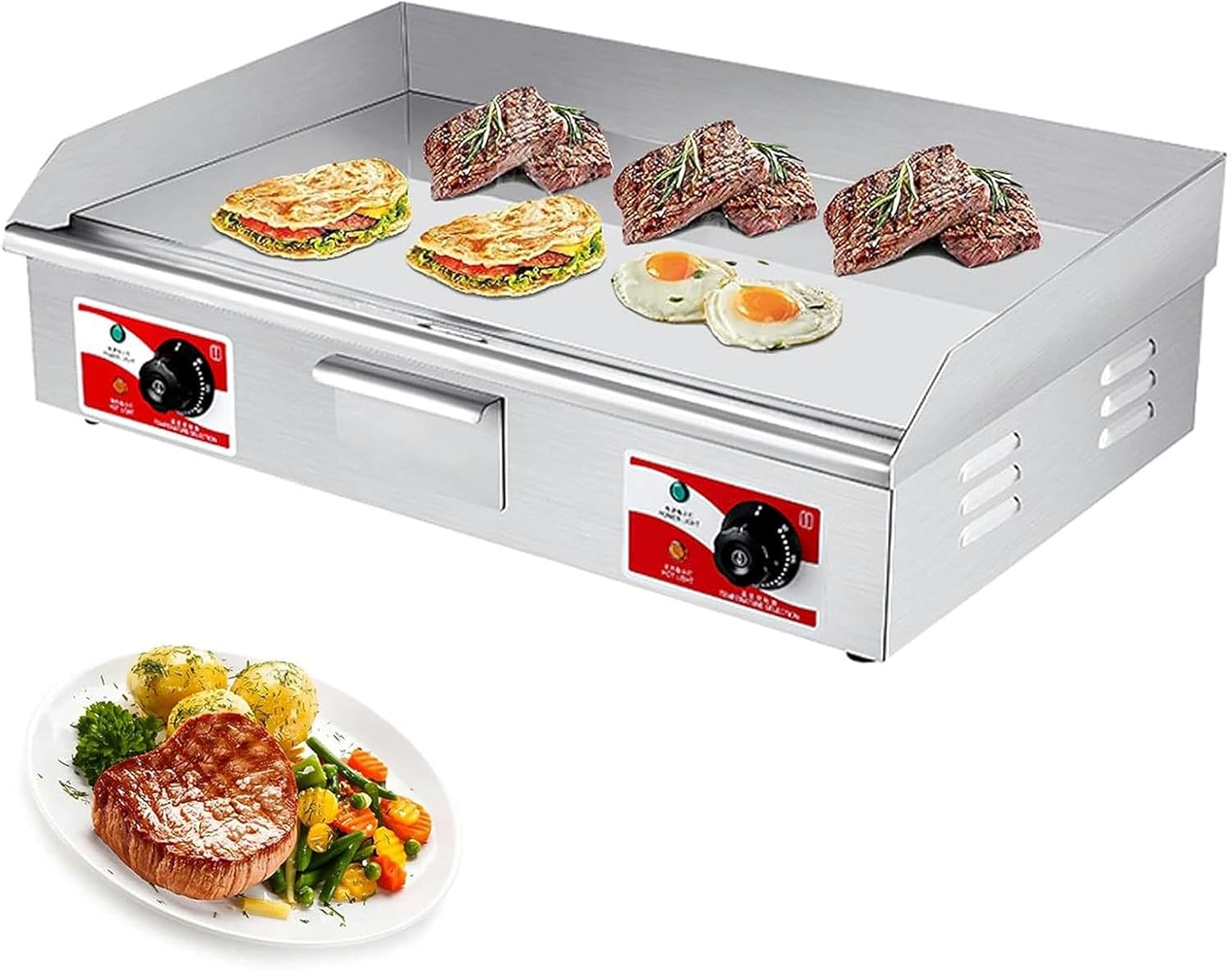 Amazon.com: Electric Griddles, Large Commercial Stainless Steel Baking ...