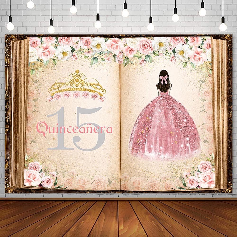 Amazon.com : AIBIIN 7x5ft Quinceanera 15th Birthday Backdrop for Girl ...