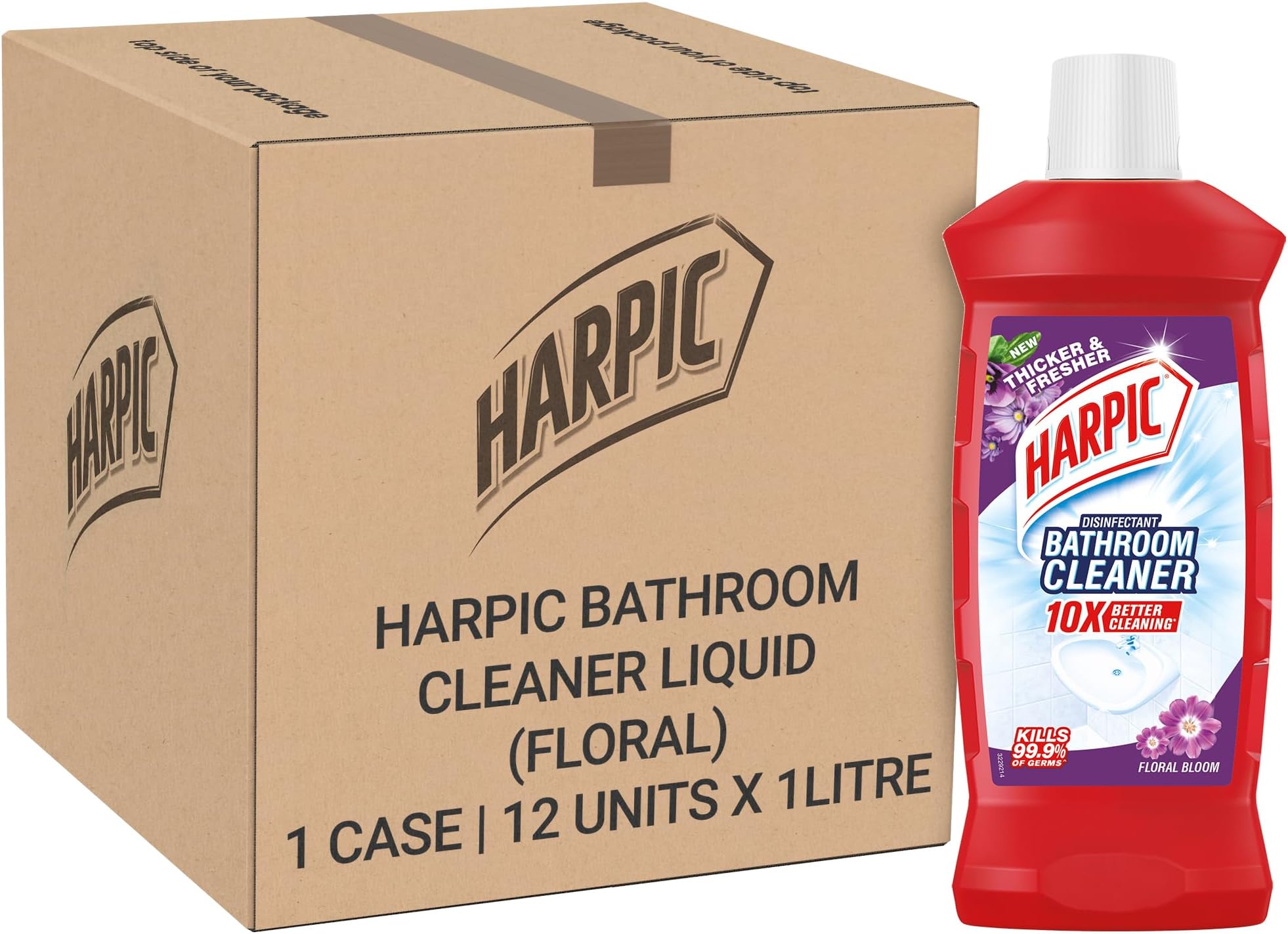Harpic Disinfectant Bathroom Cleaner Liquid, Floral - 1 L (Pack of 12 ...