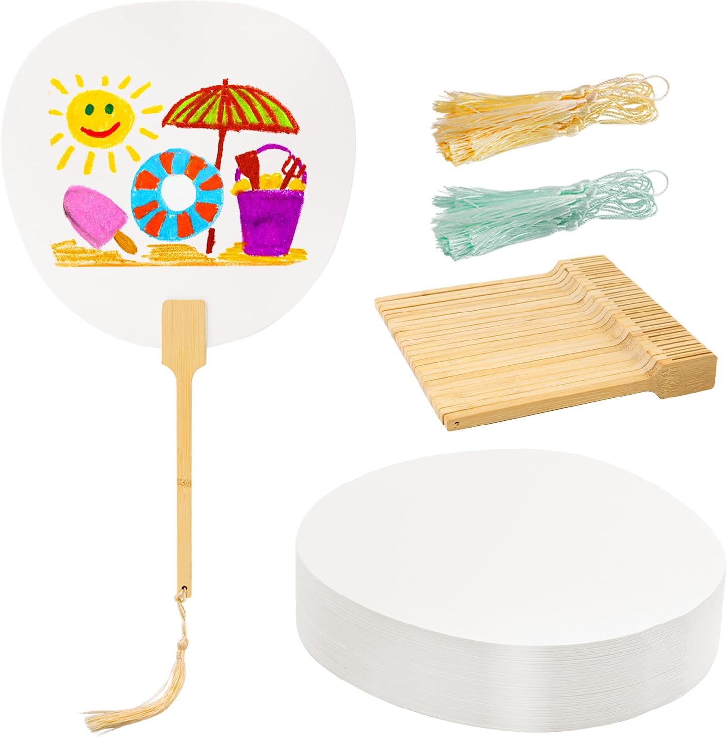 Amazon.com: Church Fans Handheld Set, Church Fans with Bamboo Handle ...