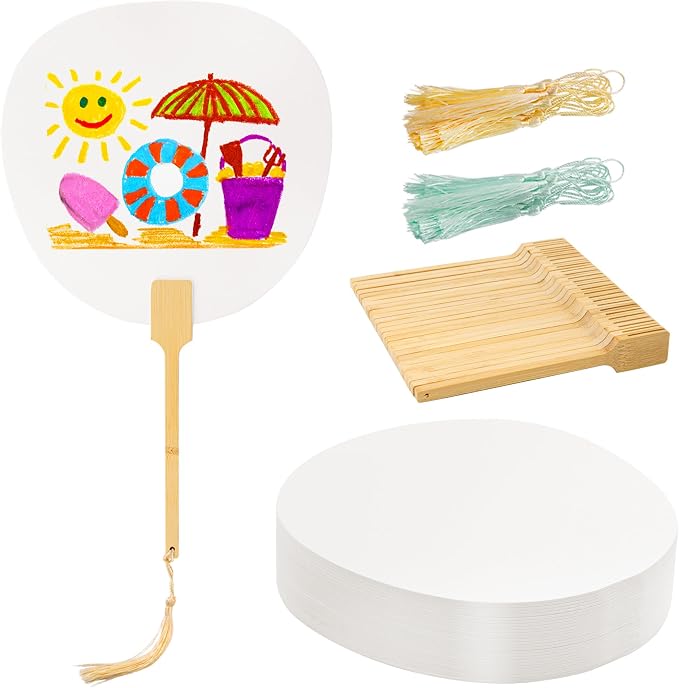 Amazon.com: Church Fans Handheld Set, Church Fans with Bamboo Handle ...