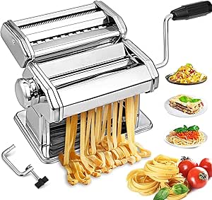 Amazon.com: Pasta Maker Machine Hand Crank - Stainless Steel Roller ...