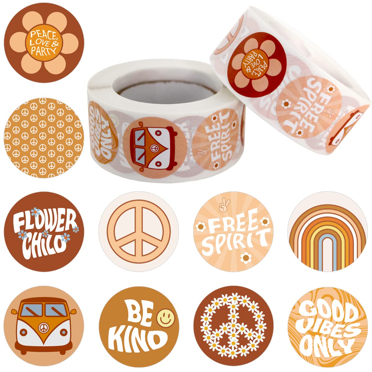Buy Groovy Party Decorations-500pcs Peace Sign Hippie Stickers Boho ...