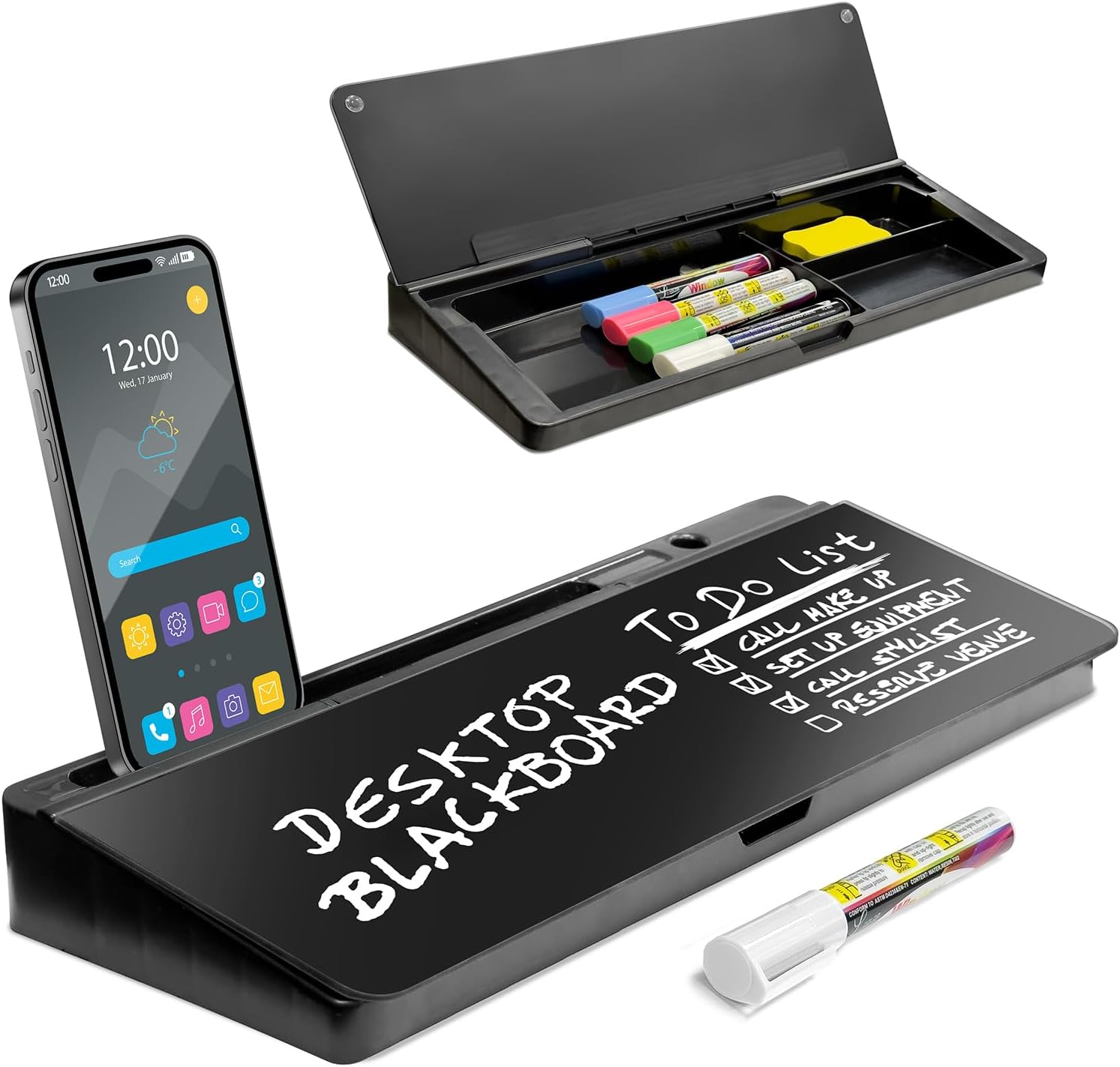 Amazon.com : Desktop Dry Erase Board - Glass Dry Erase Board - Black ...