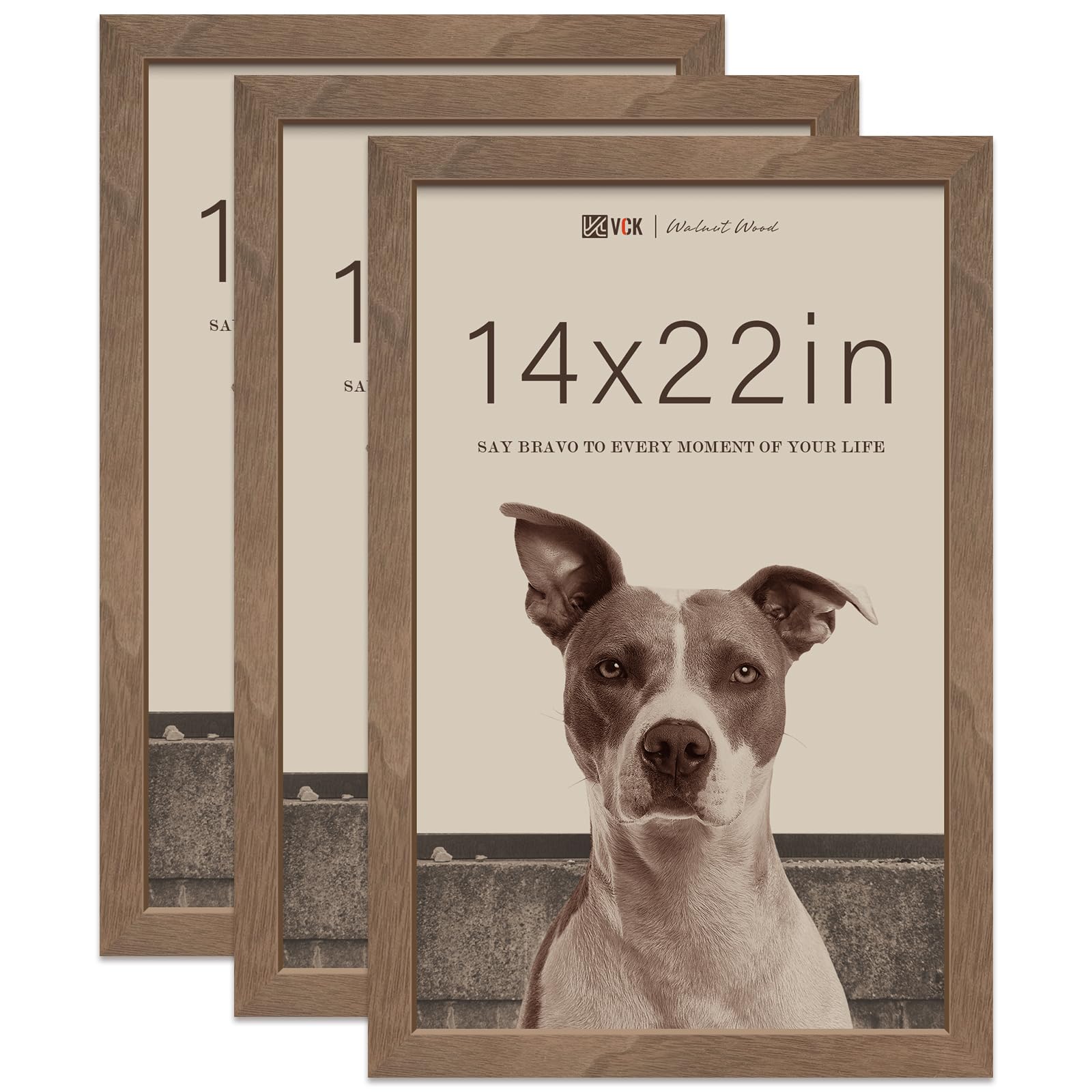 Amazon.com - VCK 14x22 Poster Frame 3 Pack - Brown Walnut, Natural ...