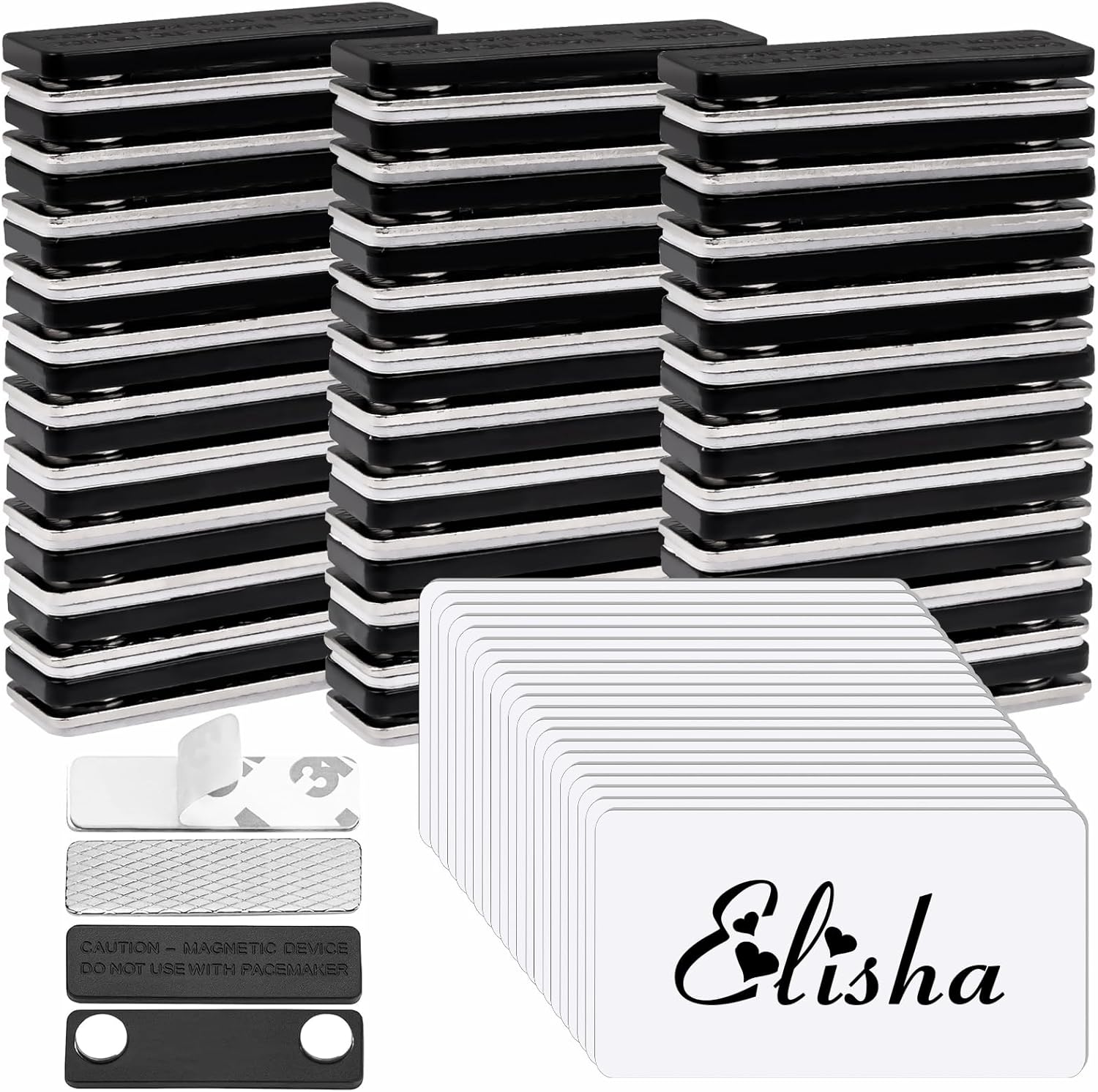 50 Set Magnetic Name Badges and Large Blank DIY Name Tag Badge Holders ...