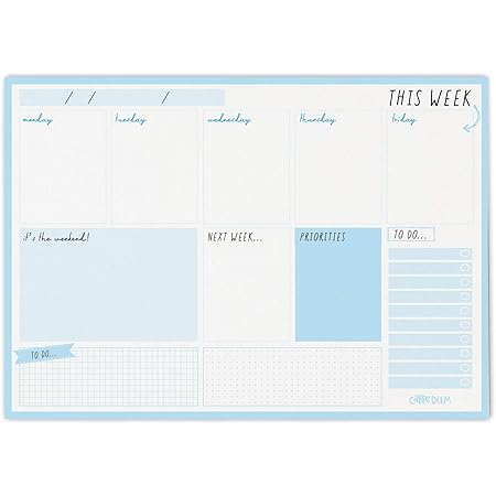 A3 Weekly Planner (Week to View), 60 Page Jotter Desk Pad, 100gsm Paper ...