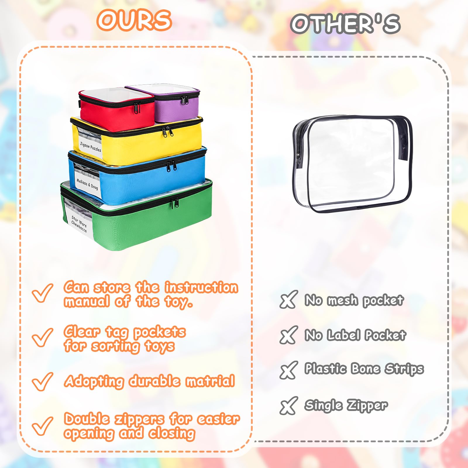 Snapklik.com : ZIOZERTT 5-piece Toy Storage Organizer Bag For Lego ...