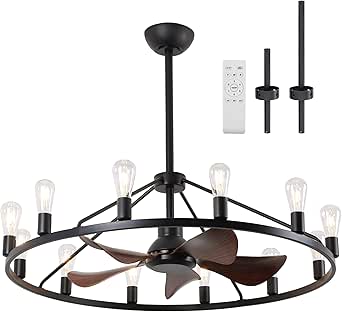 Miuyhji Wheel Ceiling Fan 44 Inches Large,Industrial Ceiling Fans with ...