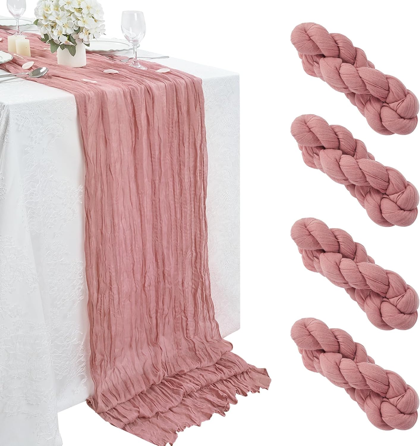 Dusty Rose Cheesecloth Table Runner Romantic Boho Gauze Table Decor ...