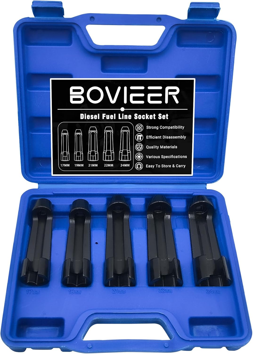 Amazon.com: BOVIEER 12090 Fuel Line Socket Set, 5 Pcs Diesel Injector ...