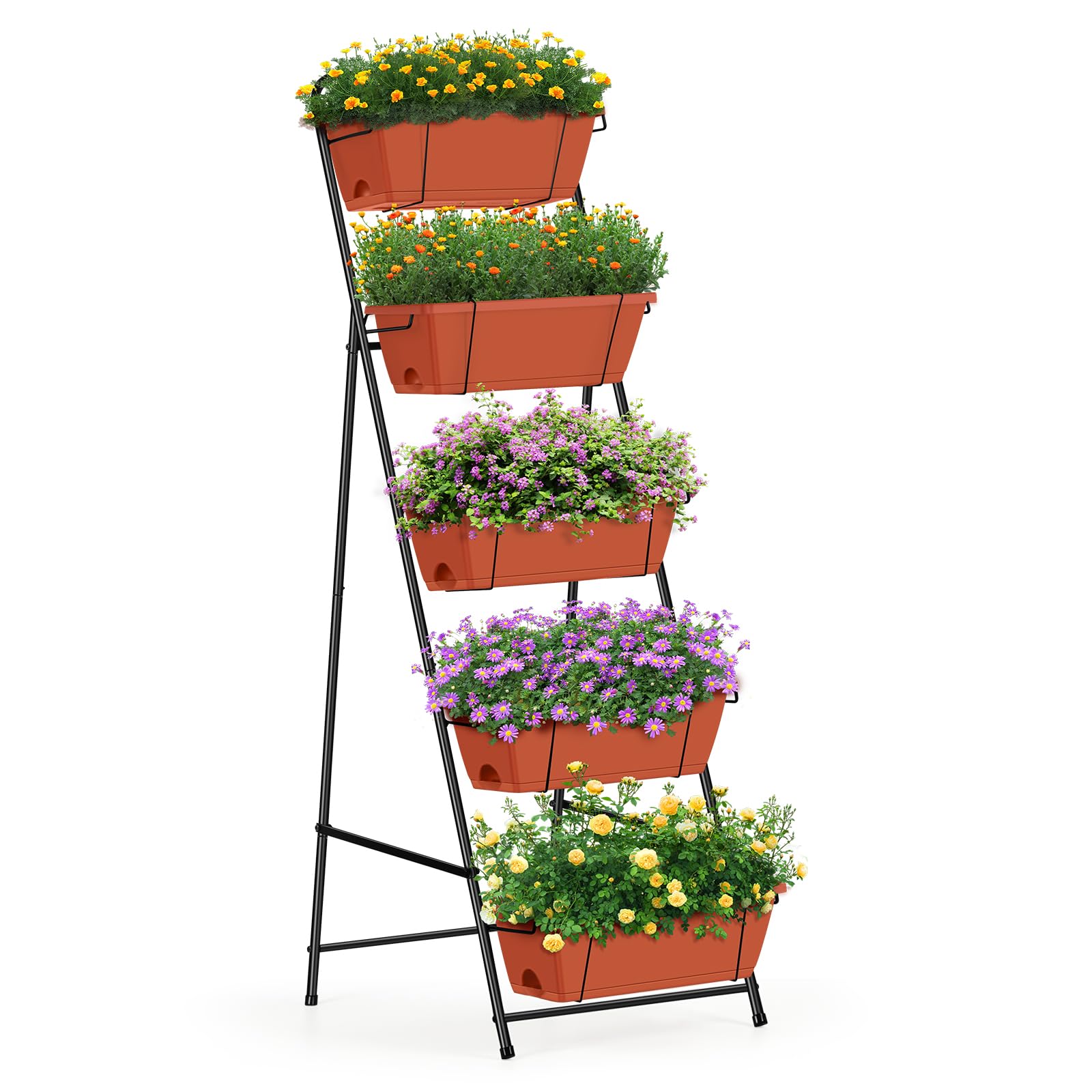 Vertical Garden Planter 5 Tiers Raised Garden Bed Standing Planter ...