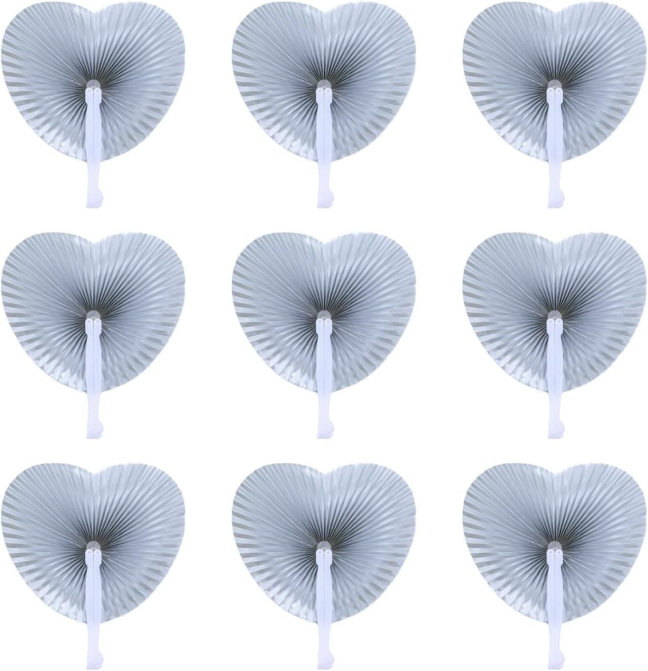 Amazon.com: Bestage 20 Pack Folding Handheld Fans Paper Silver Wedding ...
