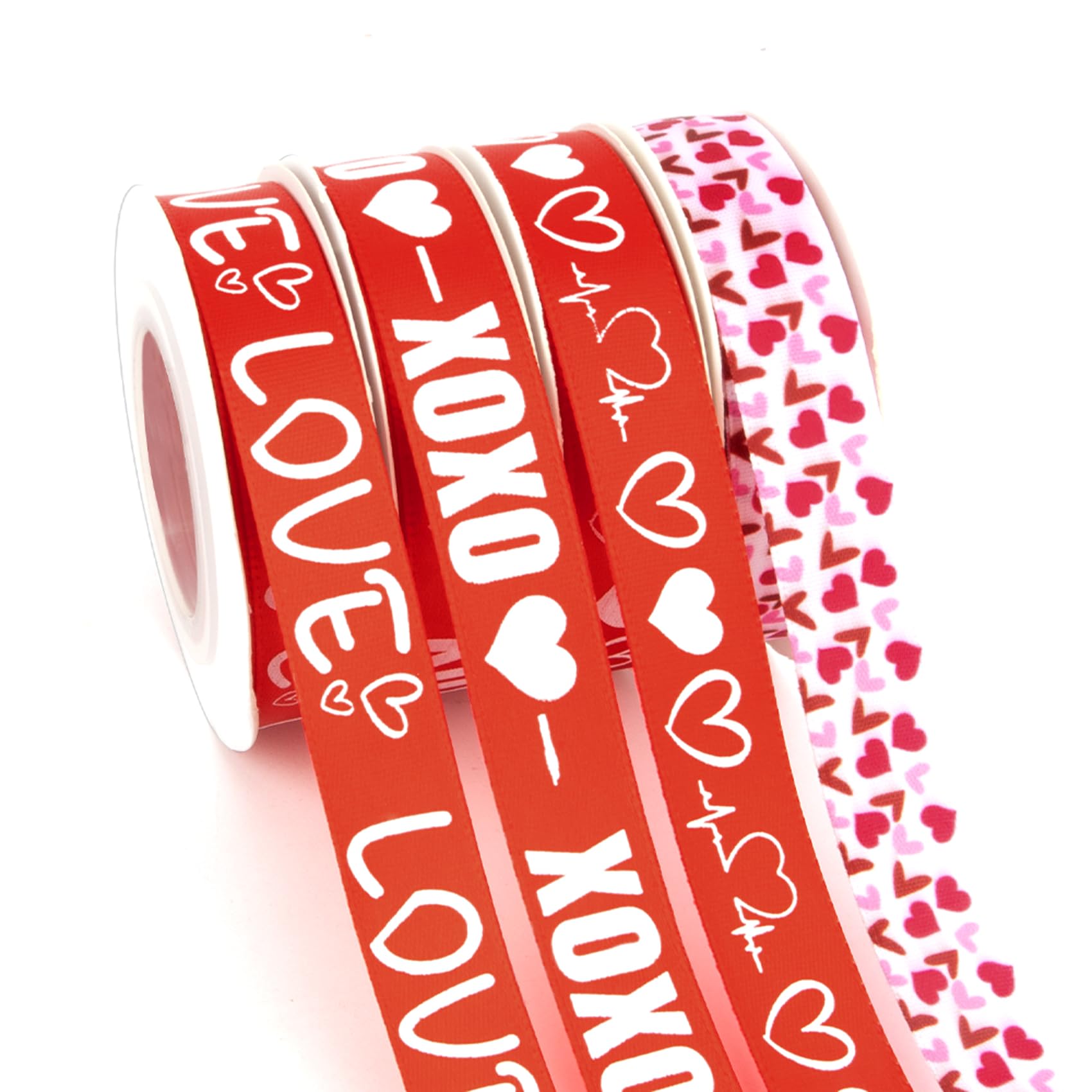 Amazon.com: 40 Yards Valentines Ribbon 4 Roll 5/8 Inch Red Pink Ribbon ...