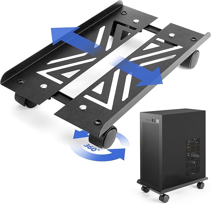 Amazon.com: UCandy Adjustable Steel CPU Stand with 4 Caster Wheels, Pc ...