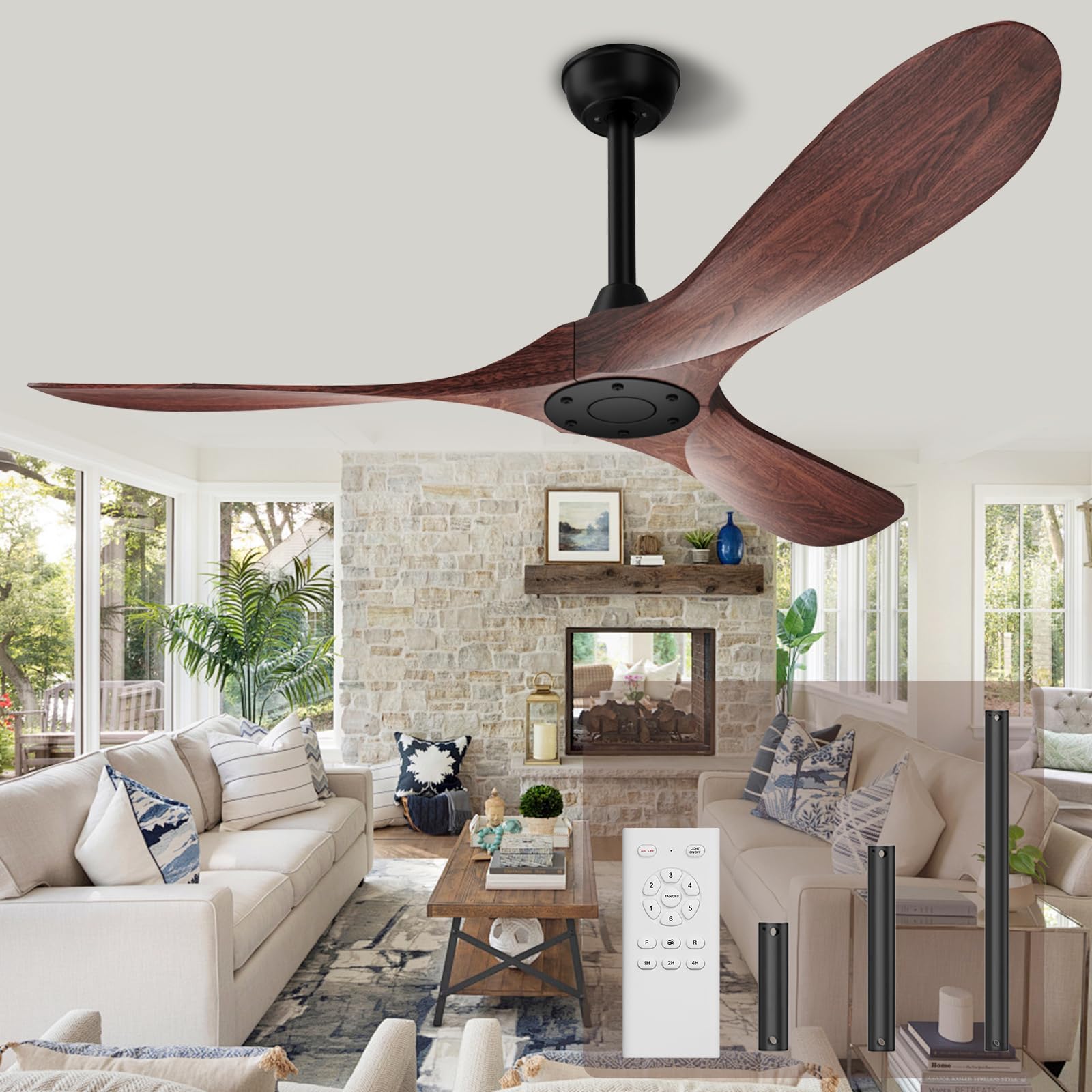 Amazon.com: alescu Outdoor Ceiling Fan 52" with Remote Control,Modern ...