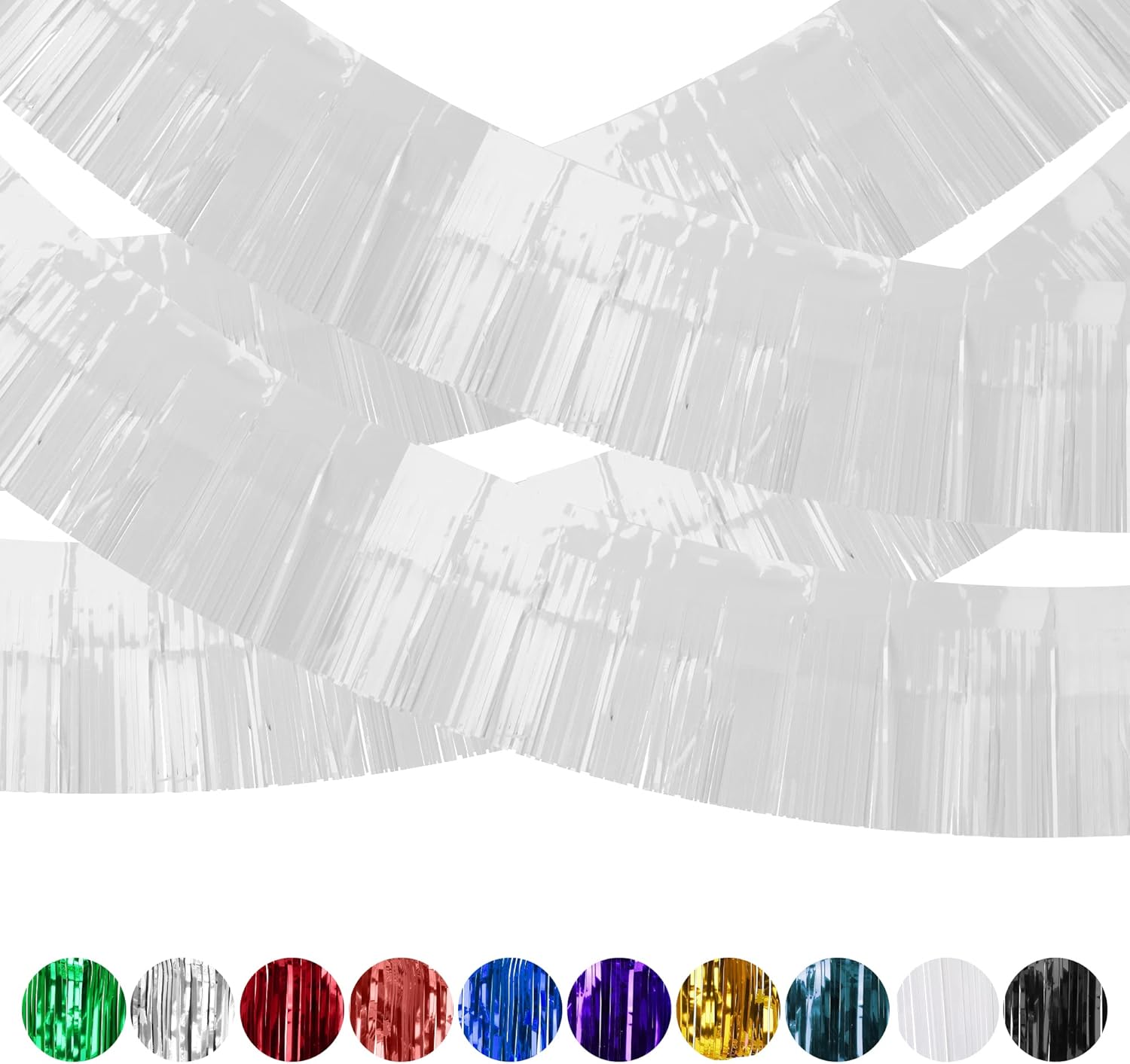 Amazon.com: 4 Pack Iridescent Float Fringe Curtains, Metallic Foil ...