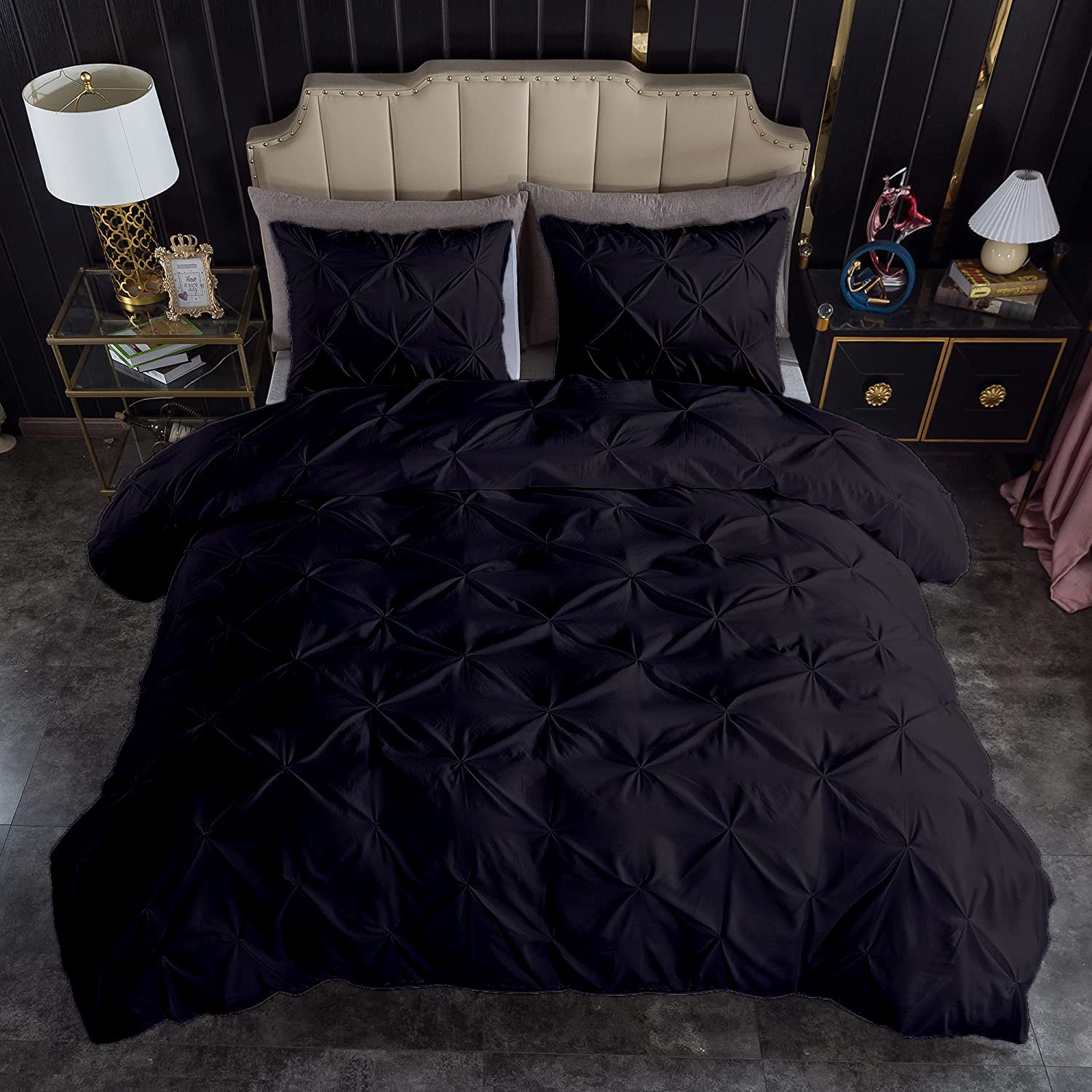 Amazon.com: Linen Drip 1 Piece Pinch Pleated Duvet Cover Set, 100% ...