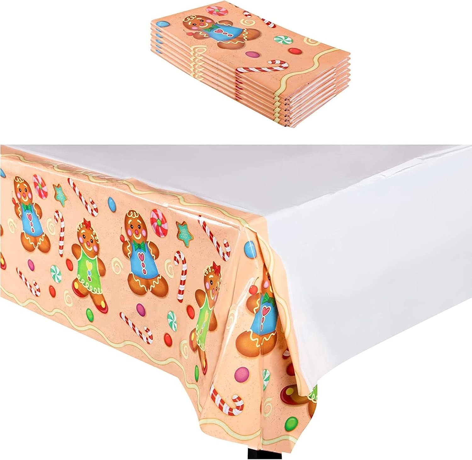 Amazon.com: Gingerbread Man Plastic Tablecloth for Christmas Party (54 ...
