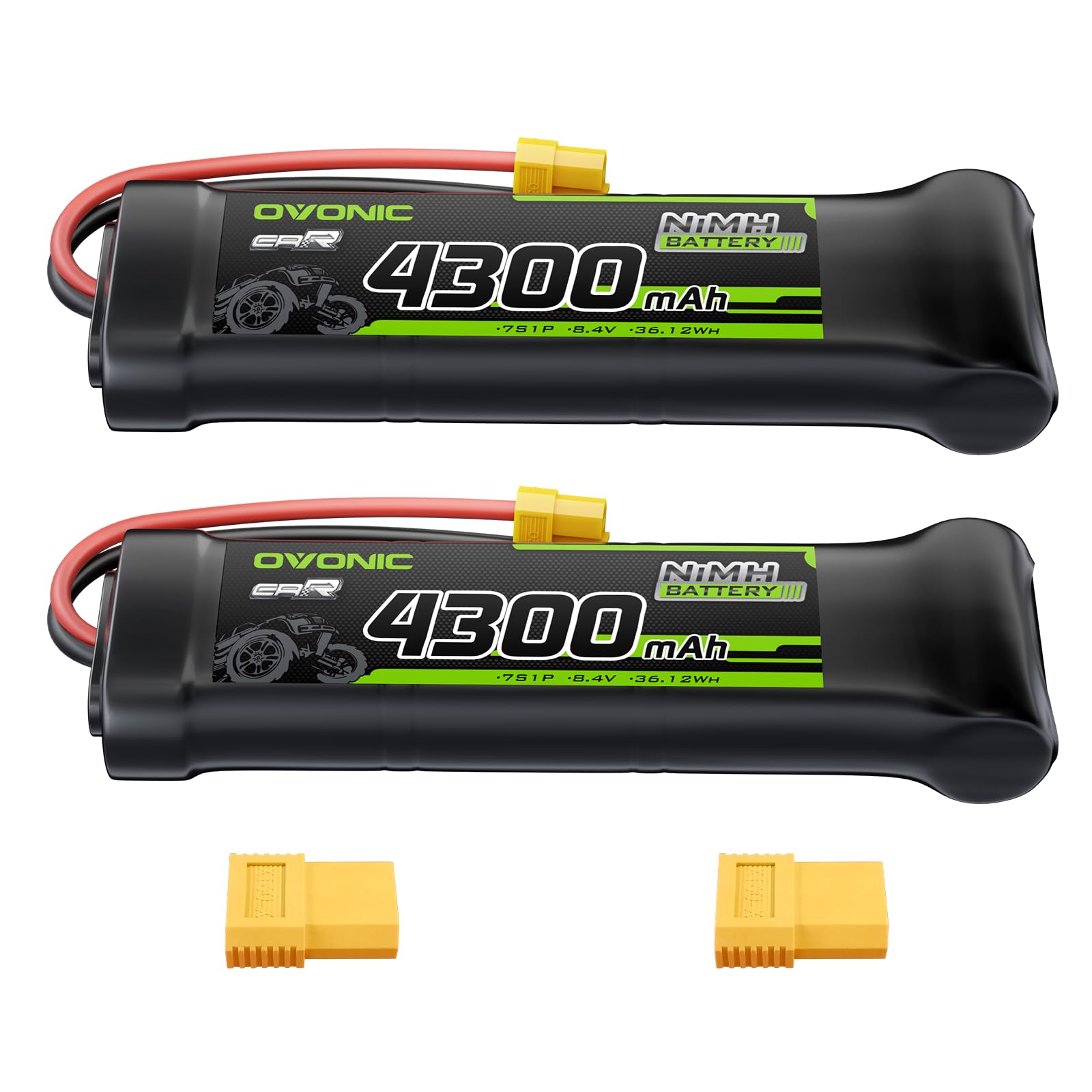 Amazon.com: OVONIC 8.4V Flat NiMH Battery 4300mAh 7 Cell RC Battery ...