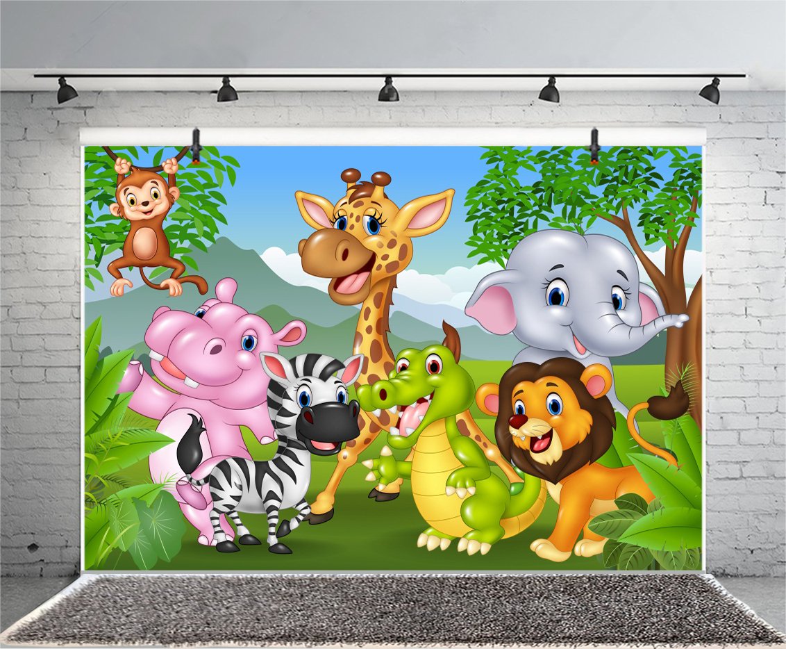 Buy Leyiyi Africa Summer Cartoon Zoo Scenery Backdrop 8x6ft Photography ...