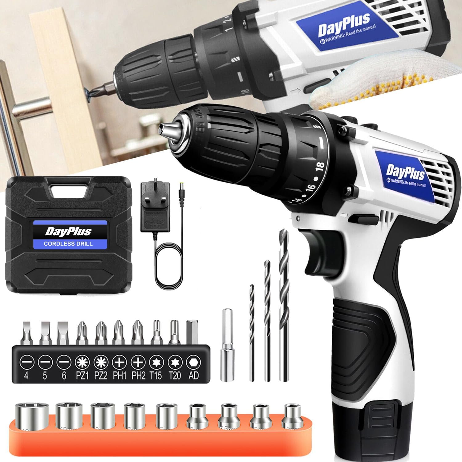 16.8V Cordless Drill Set, 1500mAh Battery Power With 23Pcs Accessory ...