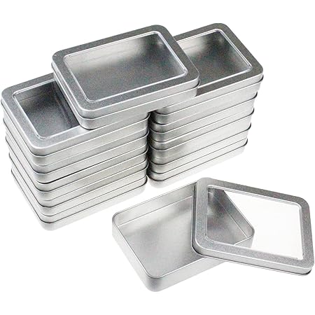 Amazon.com: Metal Tin Box Metal Tins With Lids Clear Top Tins Box Empty ...