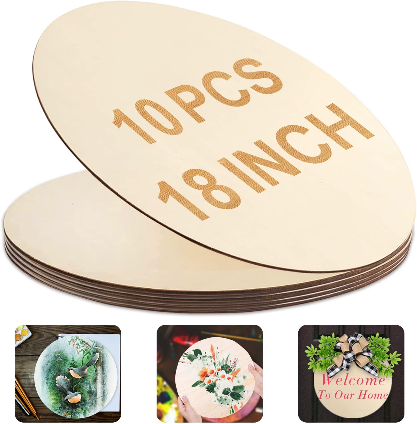 Amazon.com: Ylibool Round Circles for Crafts - 18 Inch Wood Discs, 10 ...