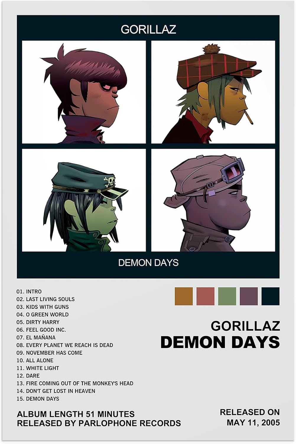 Amazon.com: Generic Rock Virtual Band Gori-llaz Album Cover Poster Room ...