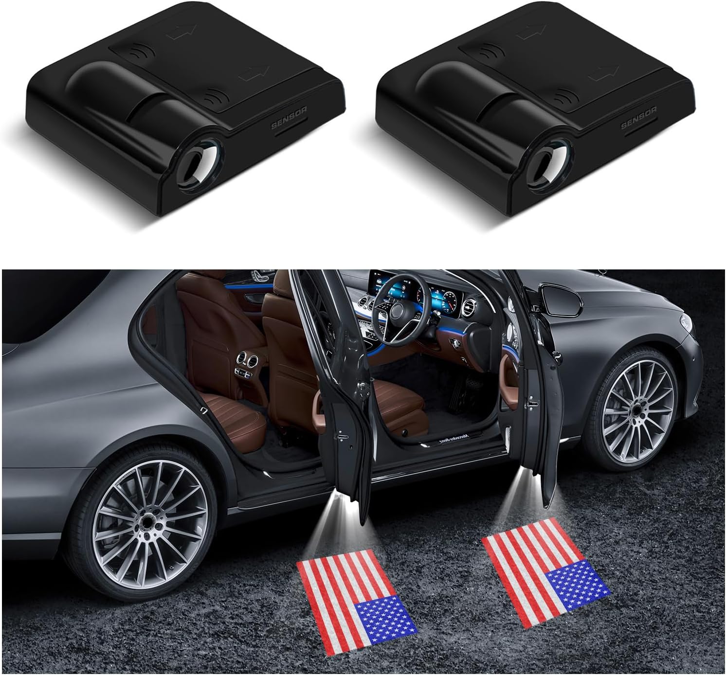 Amazon.com: ESEWALAS 2Pcs American Flag Car Door Lights Logo Projector ...