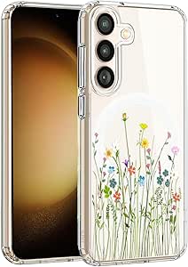 Amazon.com: Unov Case Compatible with Galaxy S25 Case Magnetic Clear with Design Compatible with ...