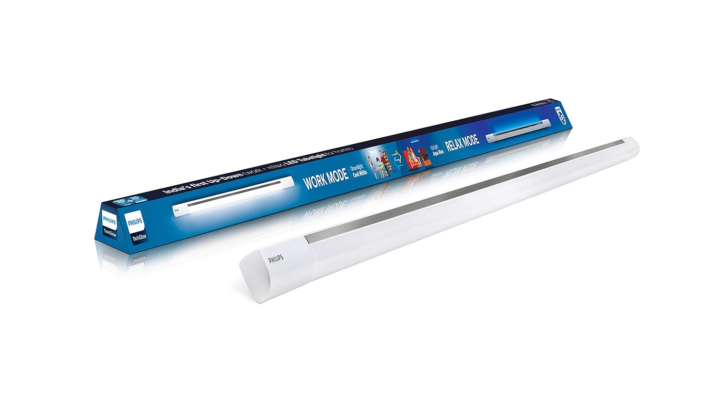 PHILIPS TwinGlow 20-Watt +20-Watt LED Up-Down Batten Tubelight (Pack of ...