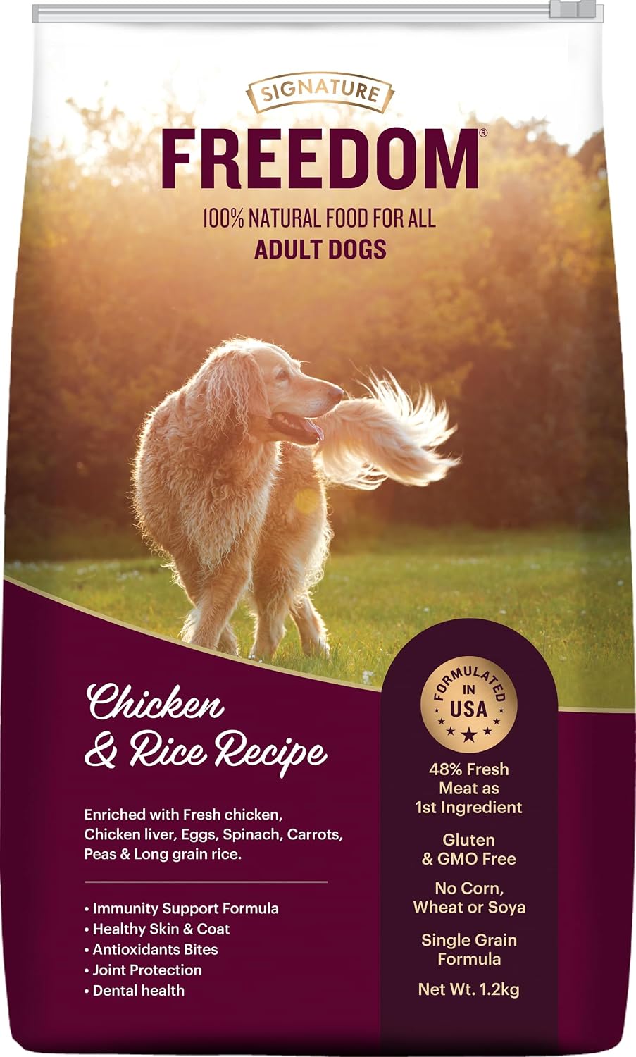 Freedom Chicken & Rice Adult Dog Dry Food - 1.2 kg : Amazon.in: Pet ...