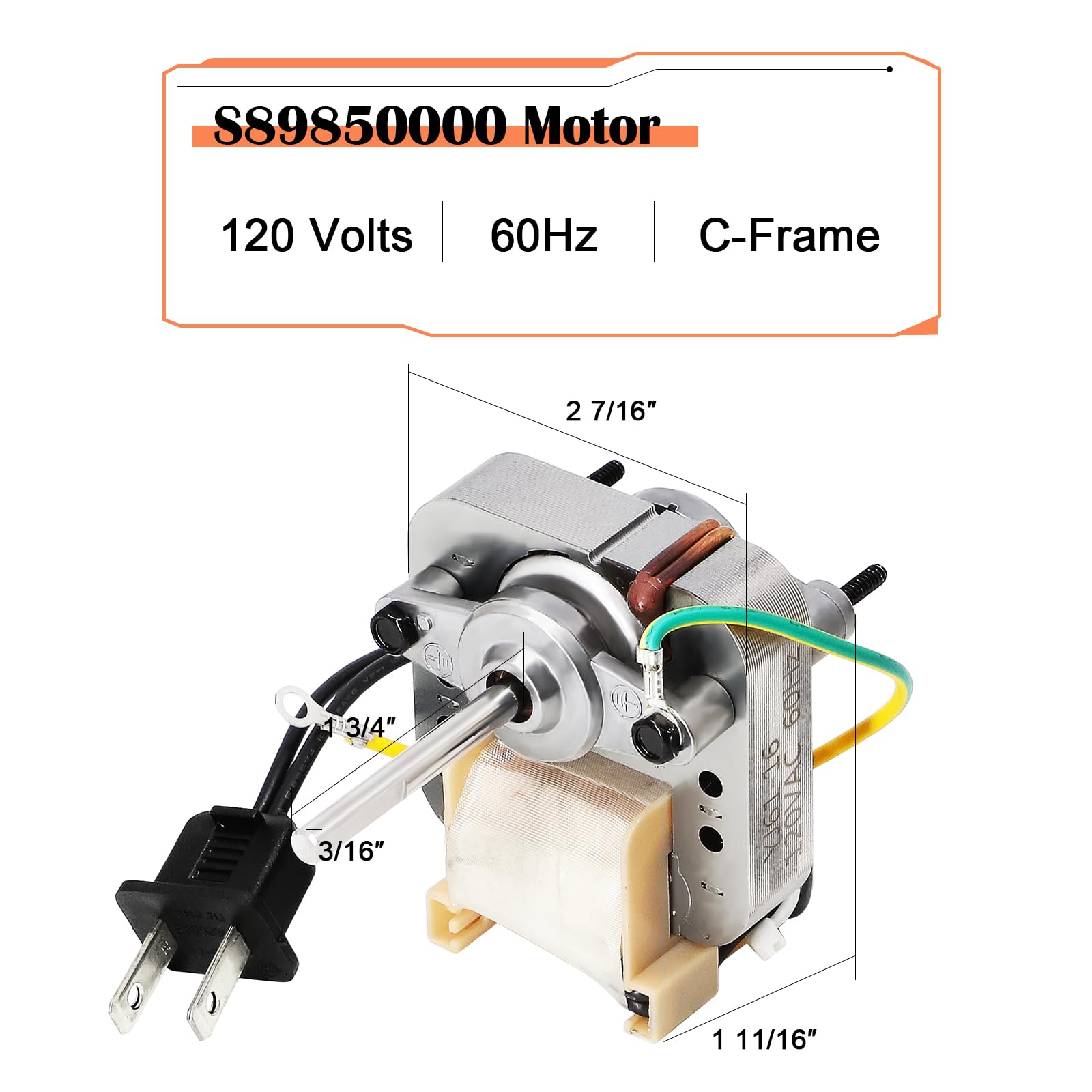 Quiet 70 CFM 120V Replacement Bathroom Exhaust Fan Motor & Blower Wheel ...