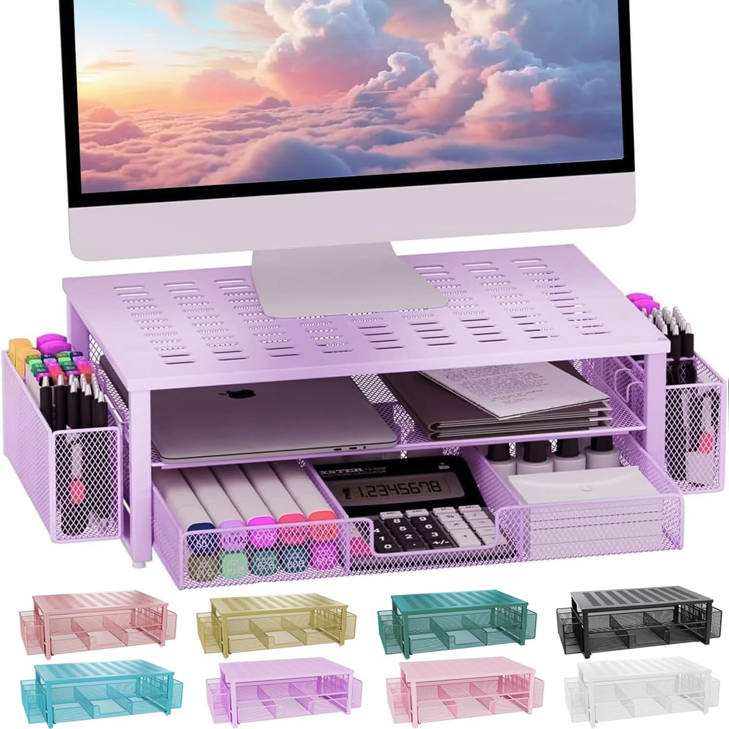 Amazon.com: gianotter Monitor Stand with Drawer and Pen Holder, Desk ...