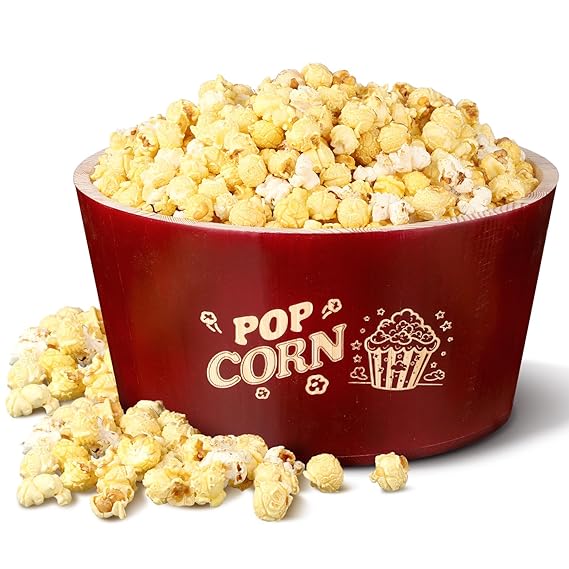Amazon.com: Yalikop Large Popcorn Bucket Reusable Wooden Popcorn Bowl ...