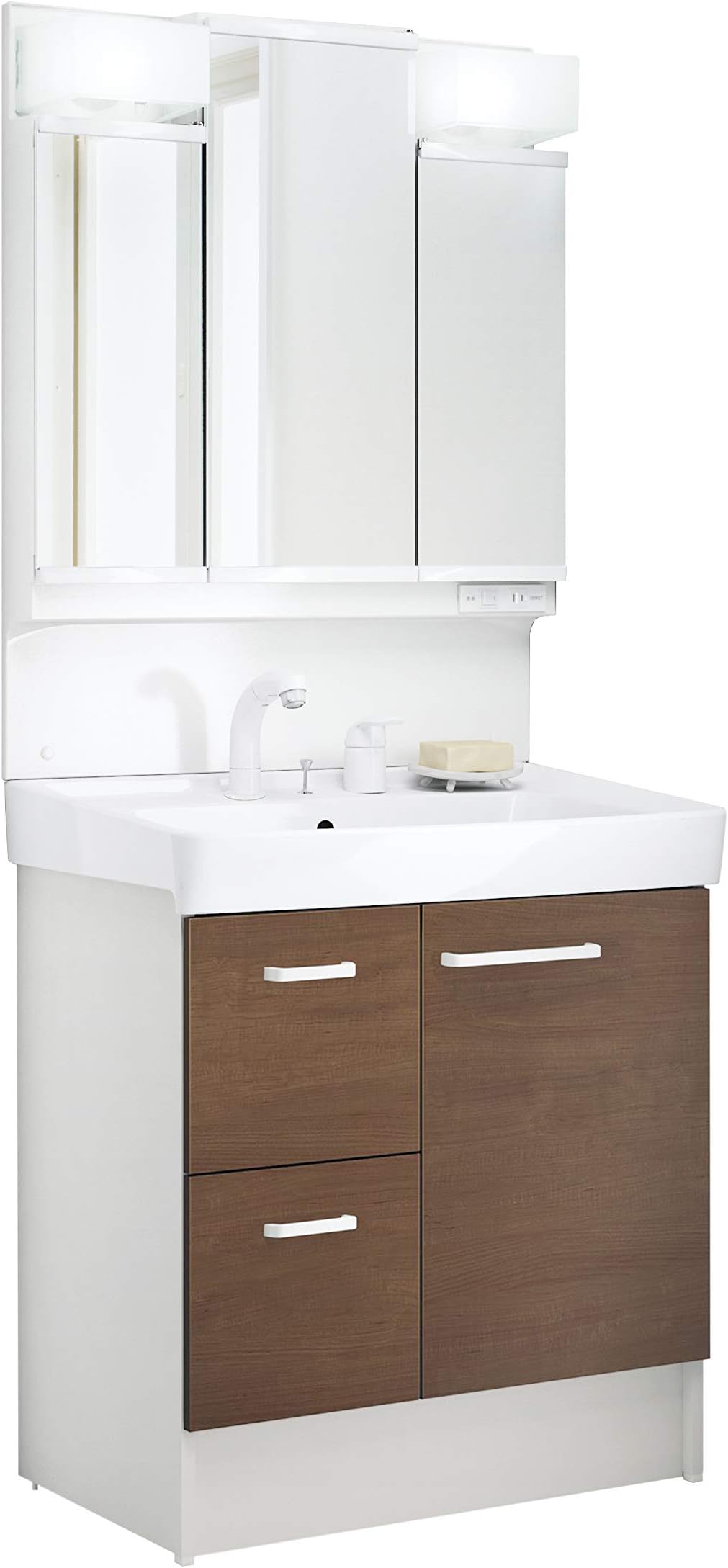 Amazon | TOTO 洗面台 Vシリーズ 幅750 高さ1900 両開き ホワイト LED1面鏡 LDPB075BAGEN2A LMPB075A1GDG1G 洗面化粧台 | 洗面台