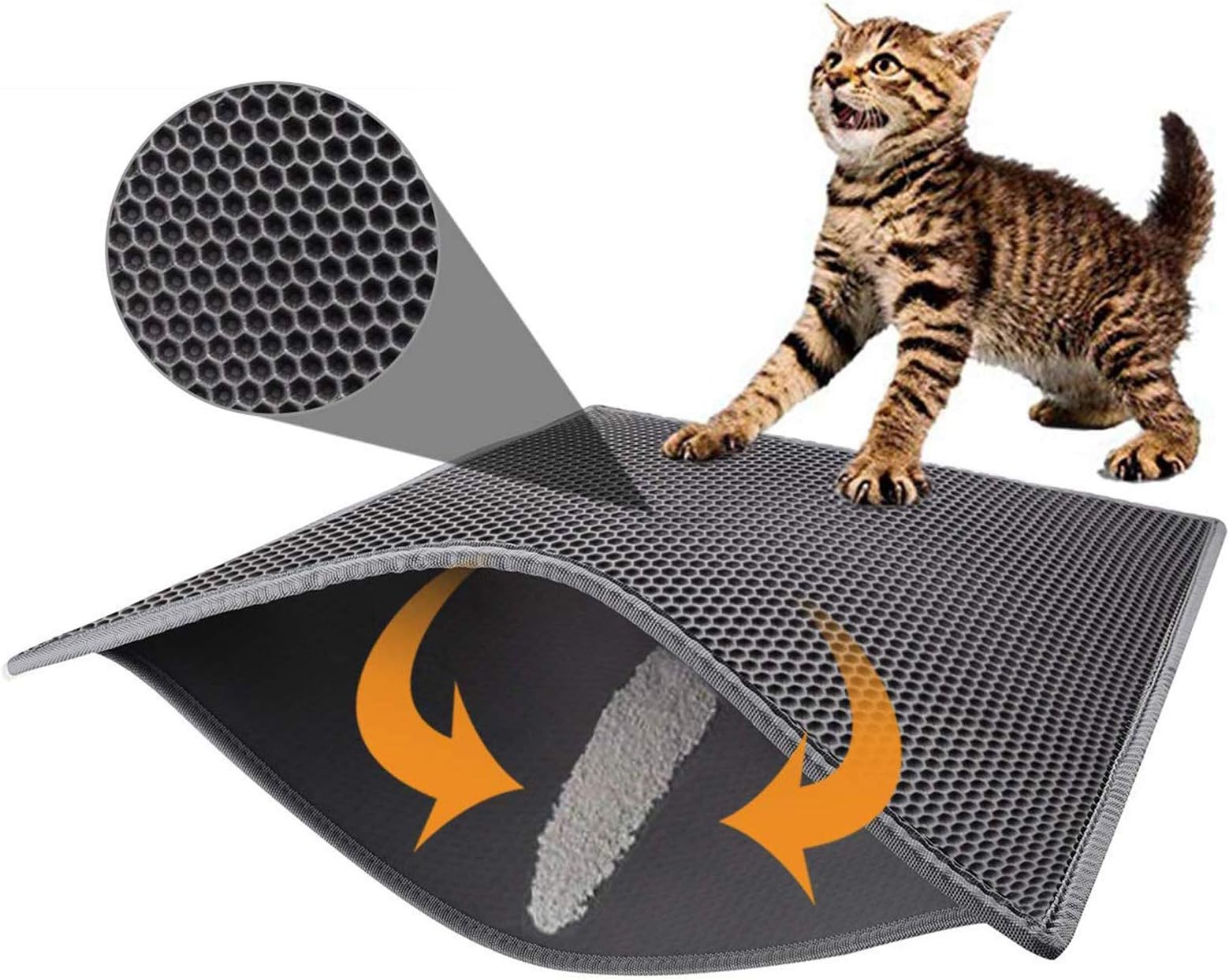 Pieviev Cat Litter Mat Trapper - 76 x 61cm Honeycomb Double Layer Tapis ...