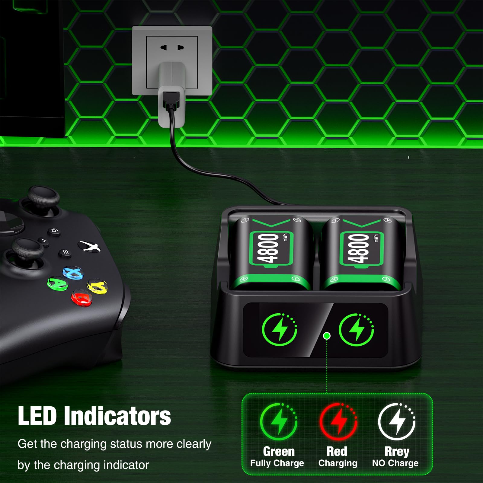 Xbox One Battery Indicator On Screen 3X 2600mAh Controller