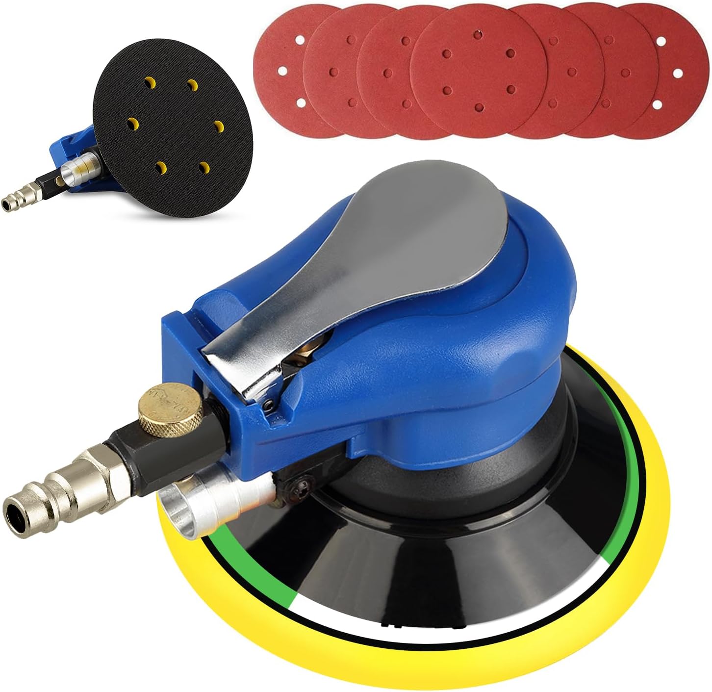 6" Air Random Orbital Sander Dual Action Pneumatic Palm Sander with ...
