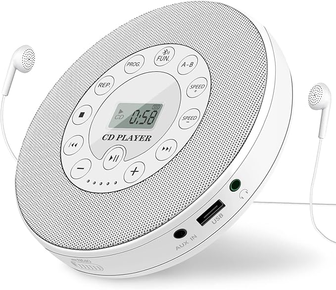 Amazon.com: Rechargeable Portable Bluetooth CD Player,Lukasa CD Player ...