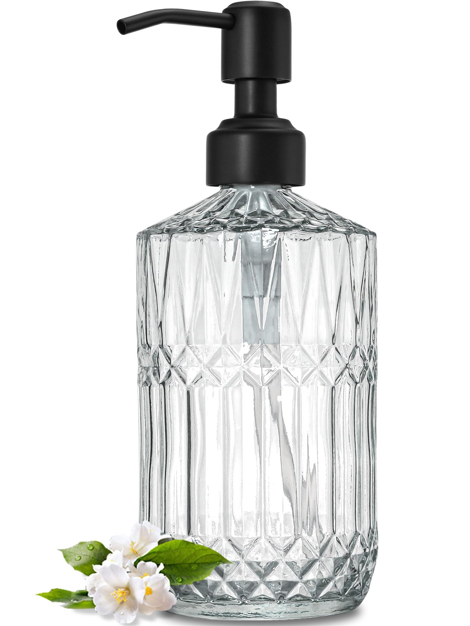 Amazon.com: JASAI 18Oz Glass Soap Dispenser with Black Rust Proof Pump ...