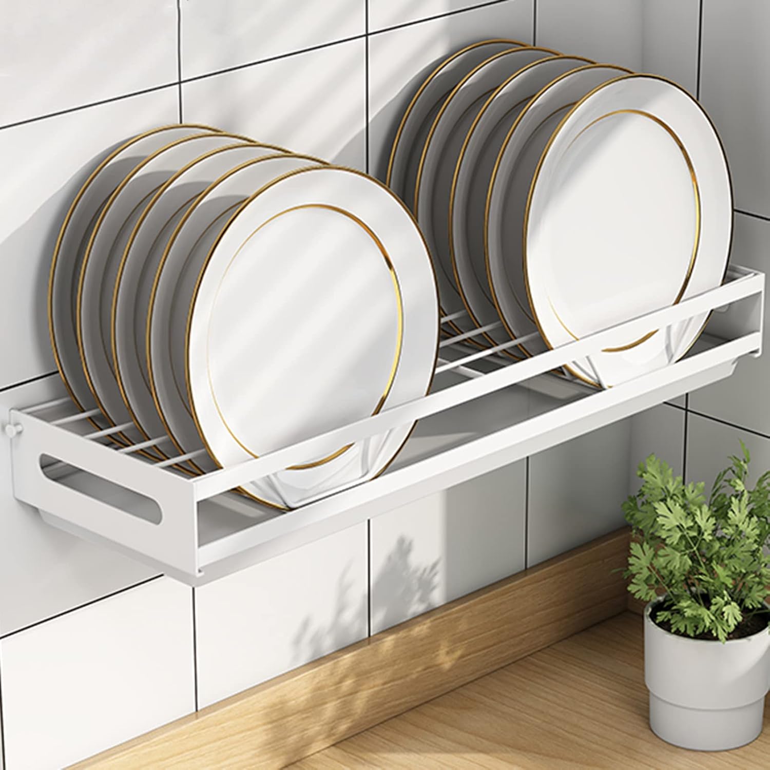 Dish Drying Rack Utensil Holder Dish Drainer, Wall Mounted Stainless ...